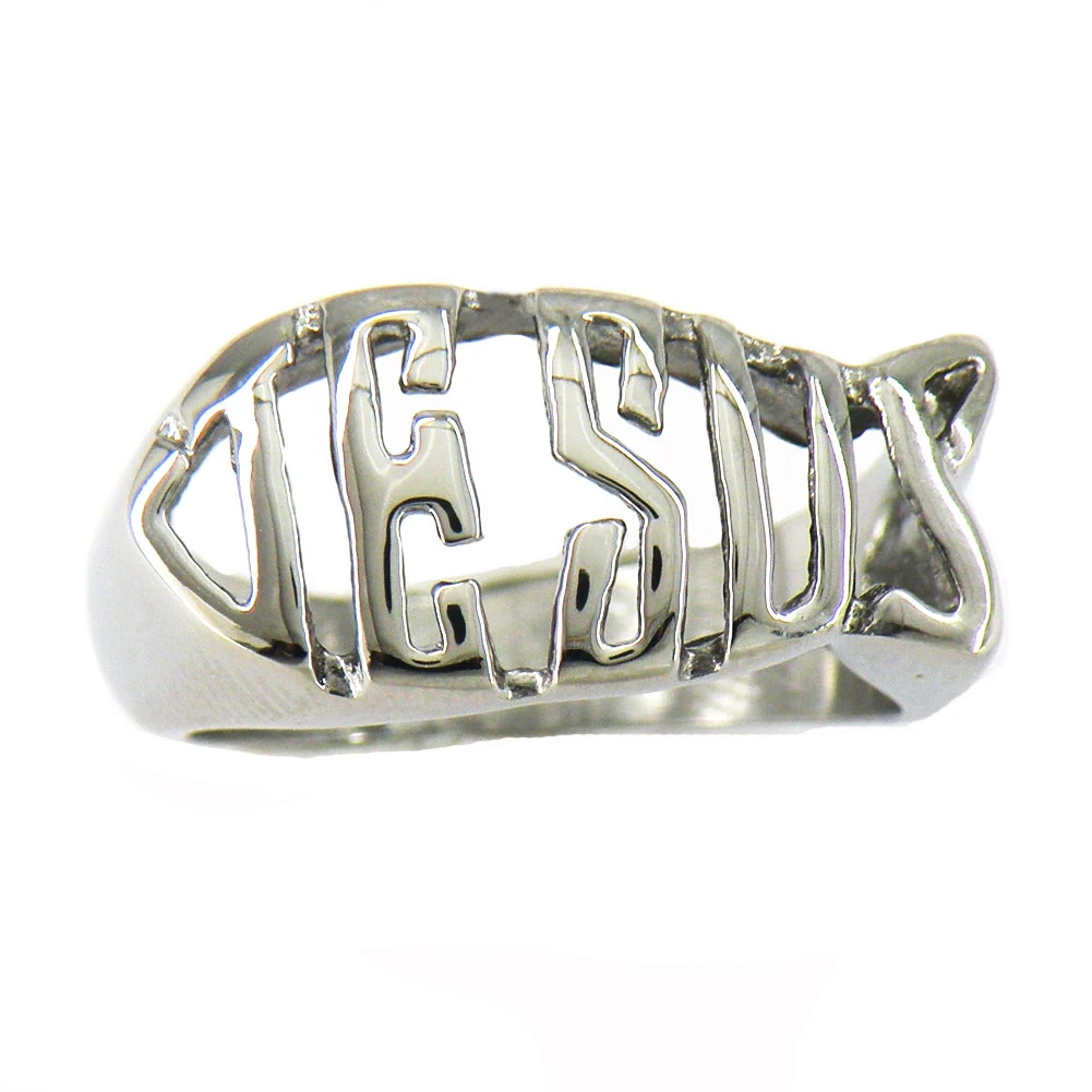 Fanssteel Stainless Steel Jewelry Fish Shape Jesus Christ Ring Fsr11w16 ...