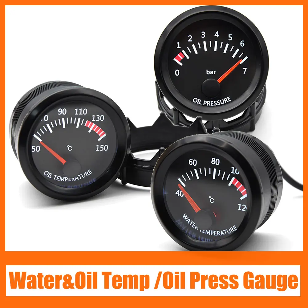 52mm Water Temperature Gauge with Water Temp Sensors 40~120 Celsius ...