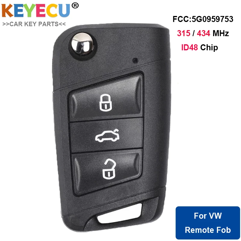 KEYECU-Smart-Flip-Remote-Car-Key-for-Volkswagen-MQB-Keyless-Go-Golf-7 ...