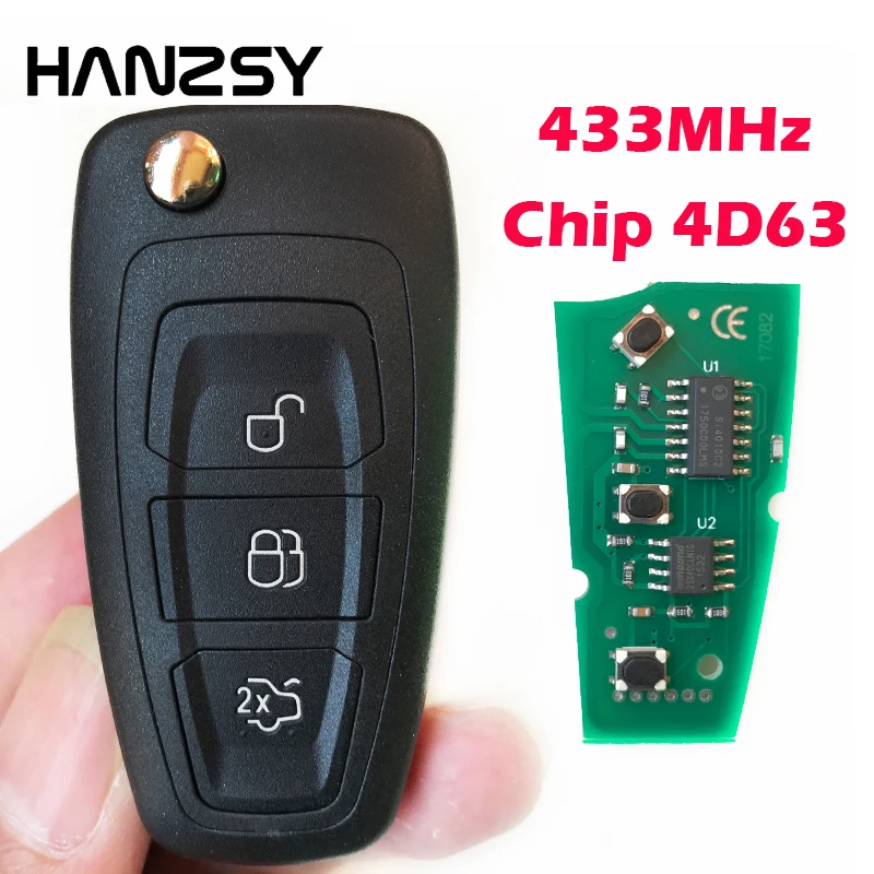 3 Buttons For Ford Focus Fiesta 2013 Remote Key With 4d63 Chip Hu101 ...