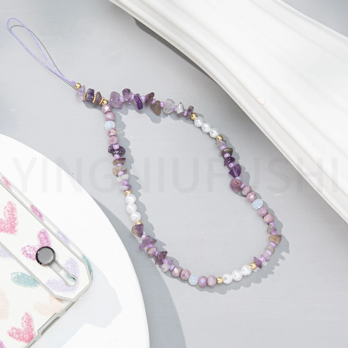 Gravel Pearl Mobile Phone Chain Color Matching Mobile Phone Case ...