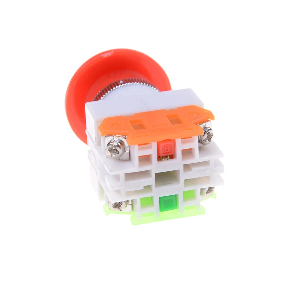 Plastic 1NO 1NC Emergency Stop Push Button Switch Latching Self Lock ...
