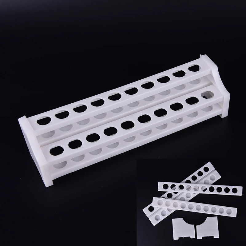 Plastic-Test-Stand-Shelf-Tube-Rack-20-Holes-Laboratory-White-Centrifuge ...
