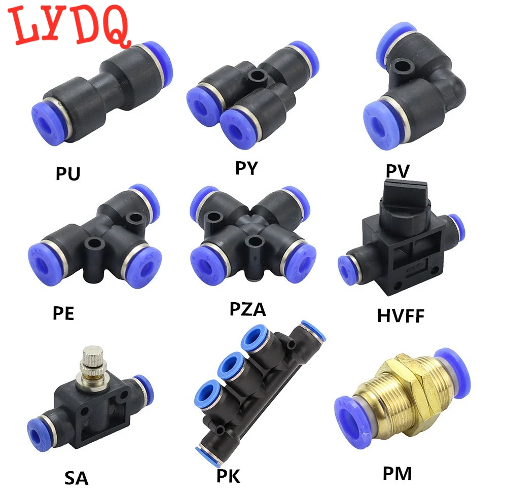 Pneumatic-Fitting-Pipe-Connector-Tube-Air-Quick-Fittings-Water-Push-In ...