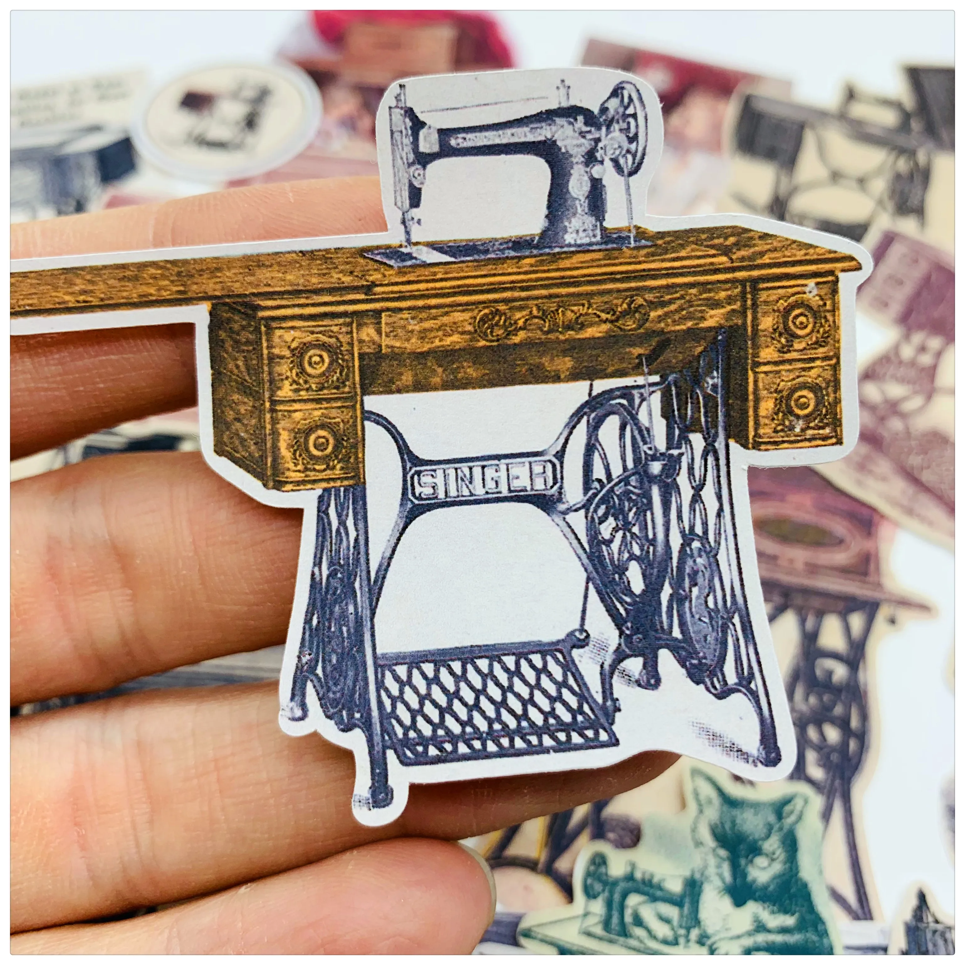 18PCS-vintage-sewing-machine-Stickers-Crafts-And-Scrapbooking-stickers ...