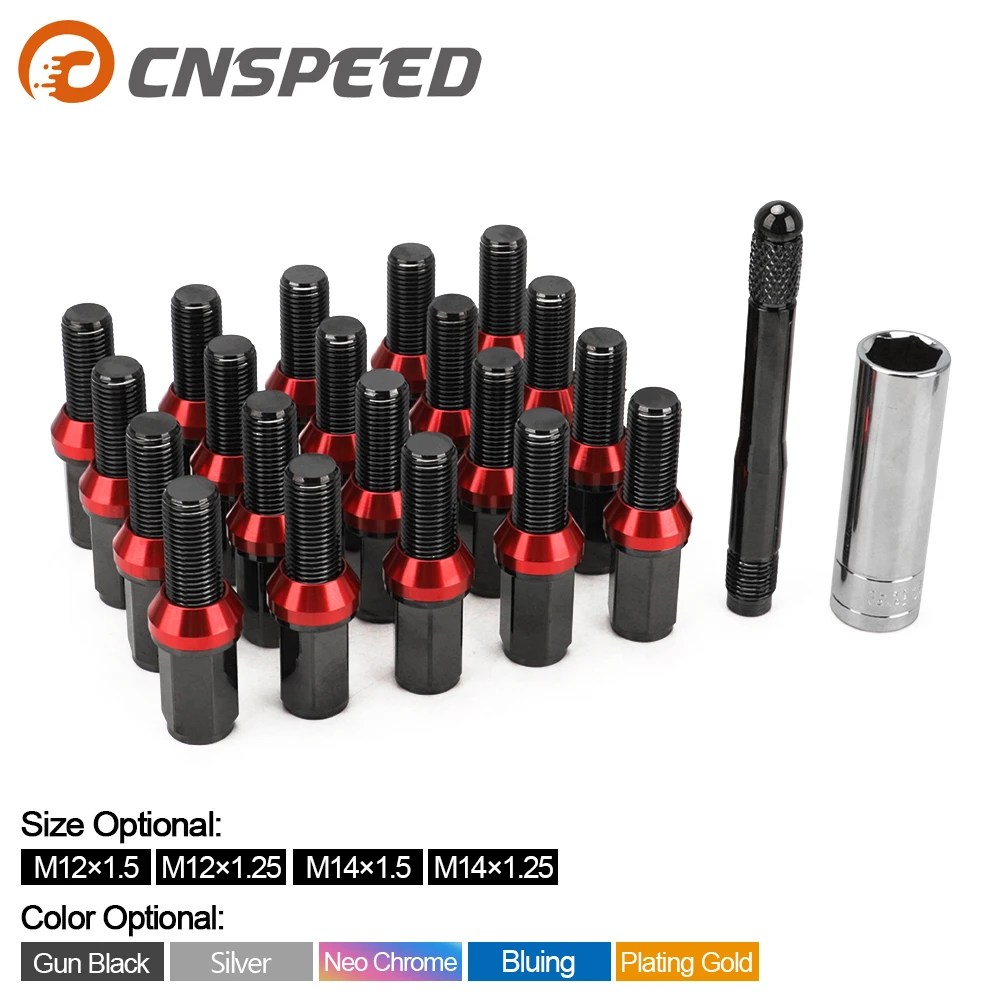 20pcs Lug Bolt 28mm Extended Wheel Studs Conical Seat M14*1.5 Wheel Bolts Lug Nuts With Caps For ...
