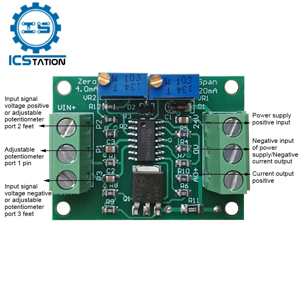 Voltage to Current Signal Transmitter Analog Signal Generator Converter ...