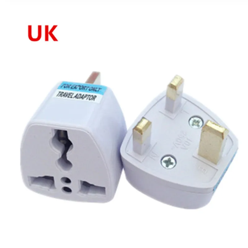 White Universal Us Eu Au Converter To Uk Hk 3 Pin Ac Travel Power Plug ...