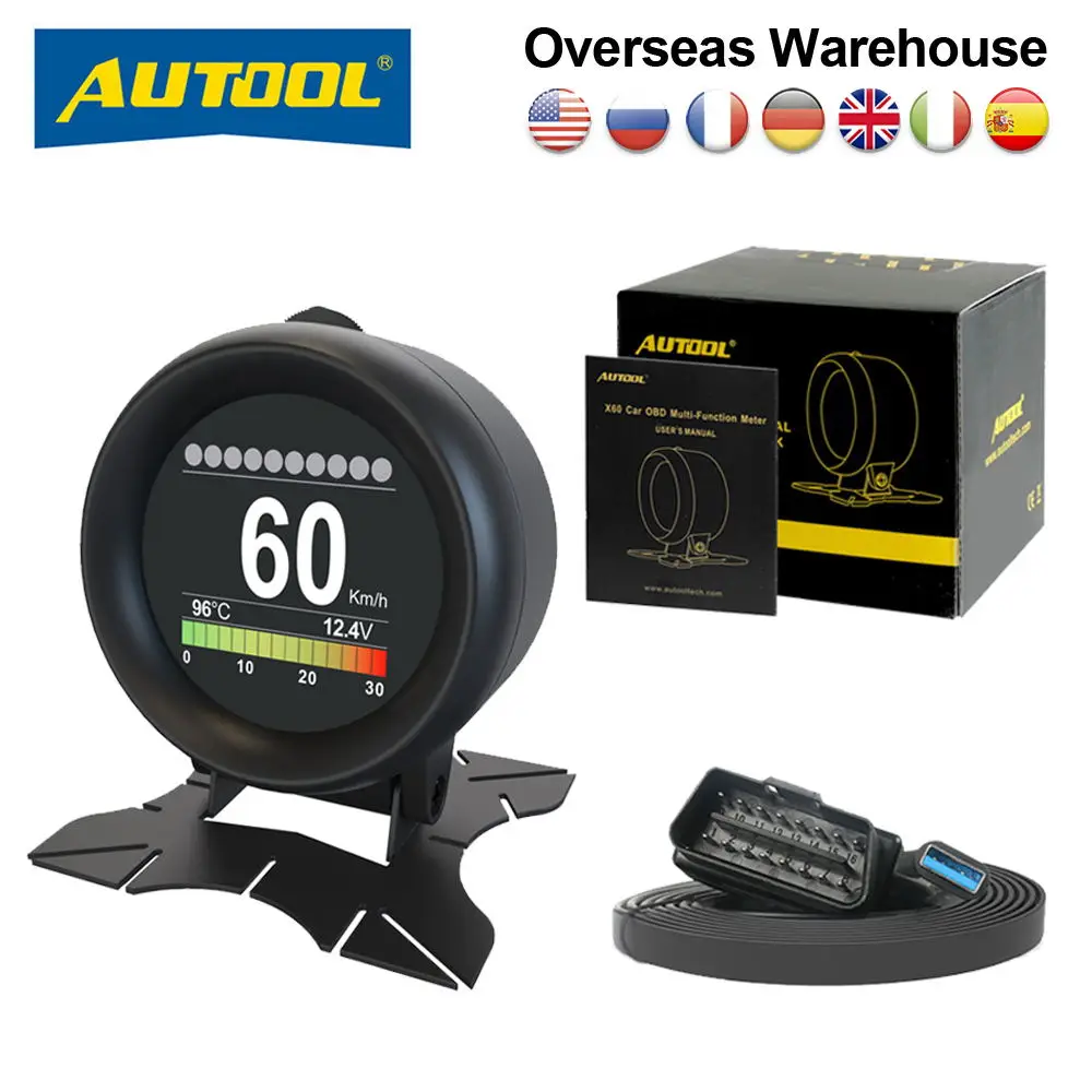 Autool X60 헤드 업 디스플레이 자동차 온보드 컴퓨터 Hud Obd2 Ii 자동차 엔진 코드 리더 디지털 미터 속도계