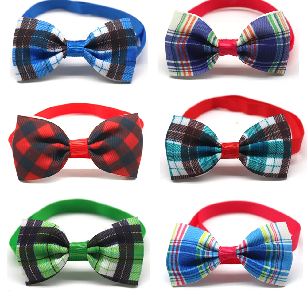 100pcs Plaid style Pet Dog Cat Bowties Dog Ties Bow Tie Grid Pet Dog ...