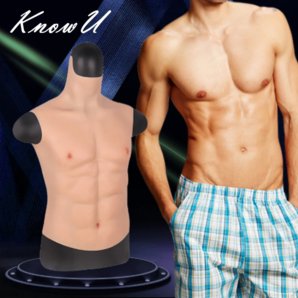 KnowU Fake Chest Muscle Belly Macho Soft Silicone Man Artificial Simulation Muscles High Collar ...