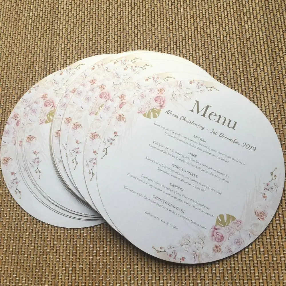 50pcs beautiful paper menu card round shape paper invitation cards with ...