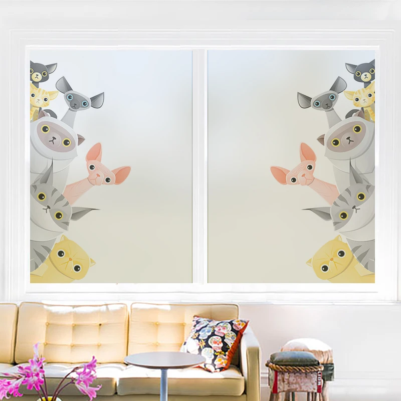 Cartoon Glass Sticker Frosted Film Bathroom Bathroom Window Glass ...