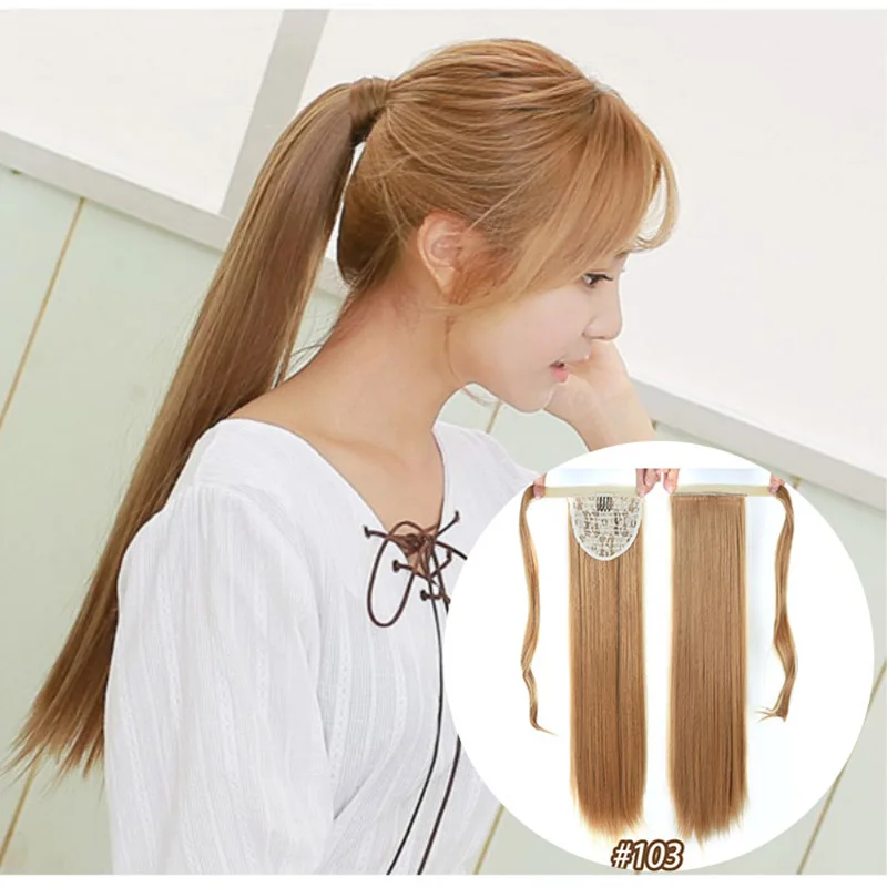 Pelo Largo recto Cola de Caballo piel trama resistente al calor lazo al ...