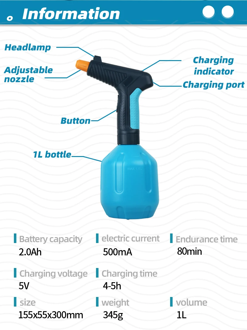 VAPORISATEUR VIDE,Bleu--Pulvérisateur électrique 1L 33oz, bouteille de ...