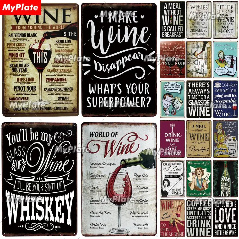 World-Wine-Metal-Sign-Vintage-Plaque-Tin-Sign-Plate-Wall-Decor-For-Bar ...