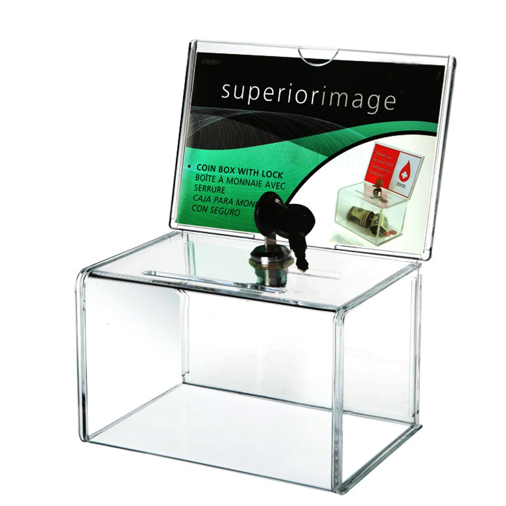Acrylic Donation Collection Box,perspex Charity Fundraising Box With ...