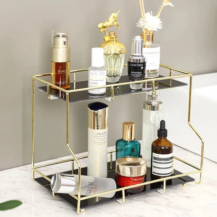 Nordic Bathroom Shelf Makeup Desktop Storage Organizer For Cosmetics 2 ...