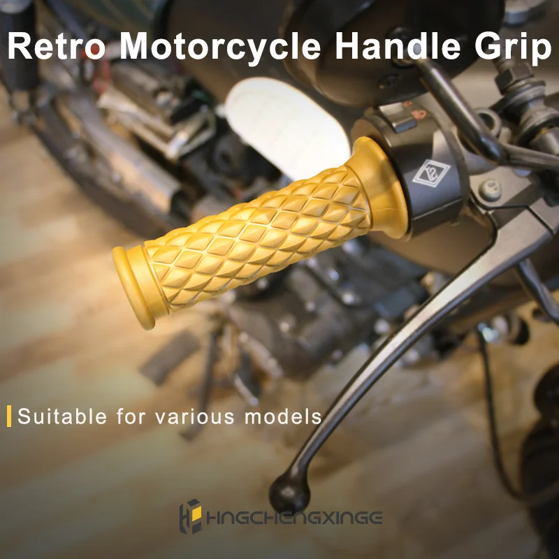 Retro Rubber Motorcycle Handlebar Grips 7/8" 22mm Non Slip Motorcycle ...
