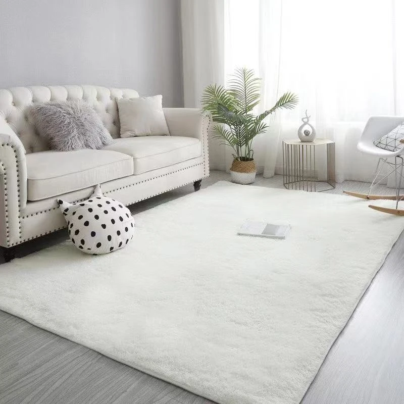 Large Modern Living Room Carpets White Silky Fluffy Girl Bedroom ...