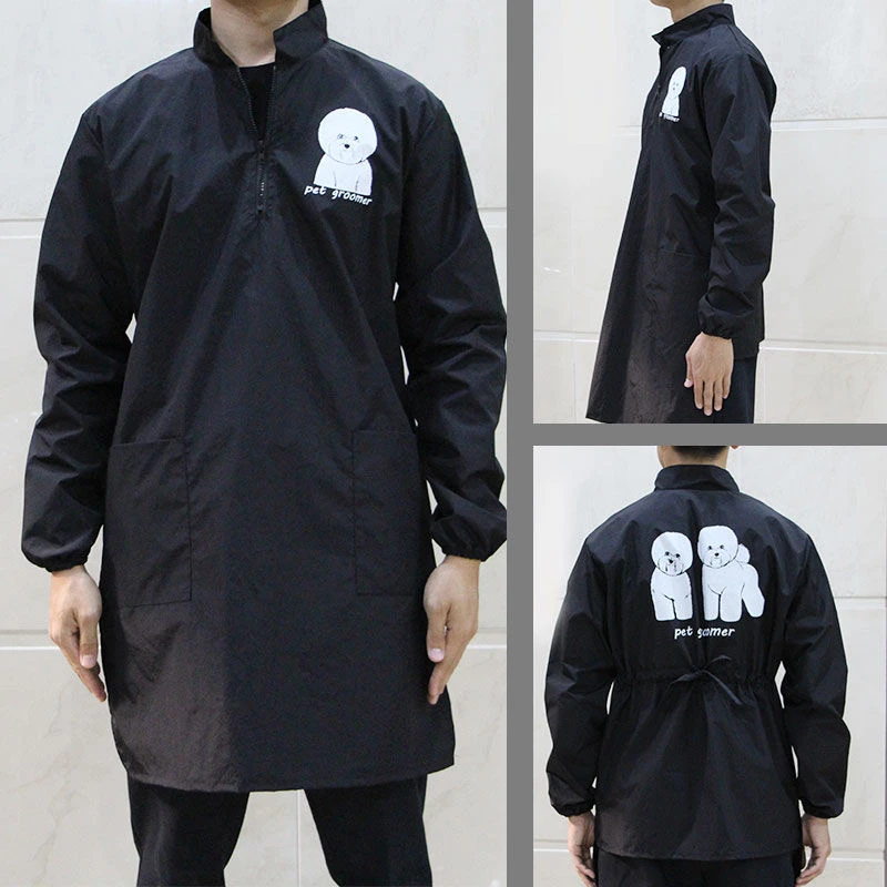 Custom Logo Pet Grooming Overalls Long Sleeve Pet Shop Dog Bath ...