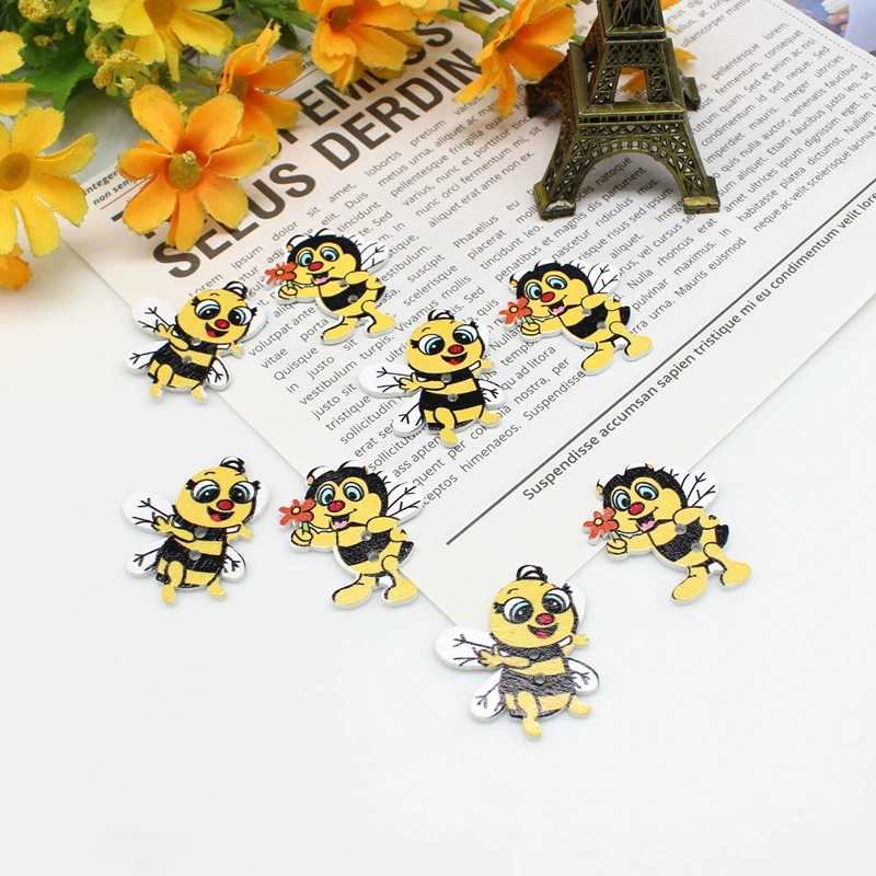 50pcs/lot New Bee Cartoon buttons Scrapbooking for Crafts Supplies Baby ...
