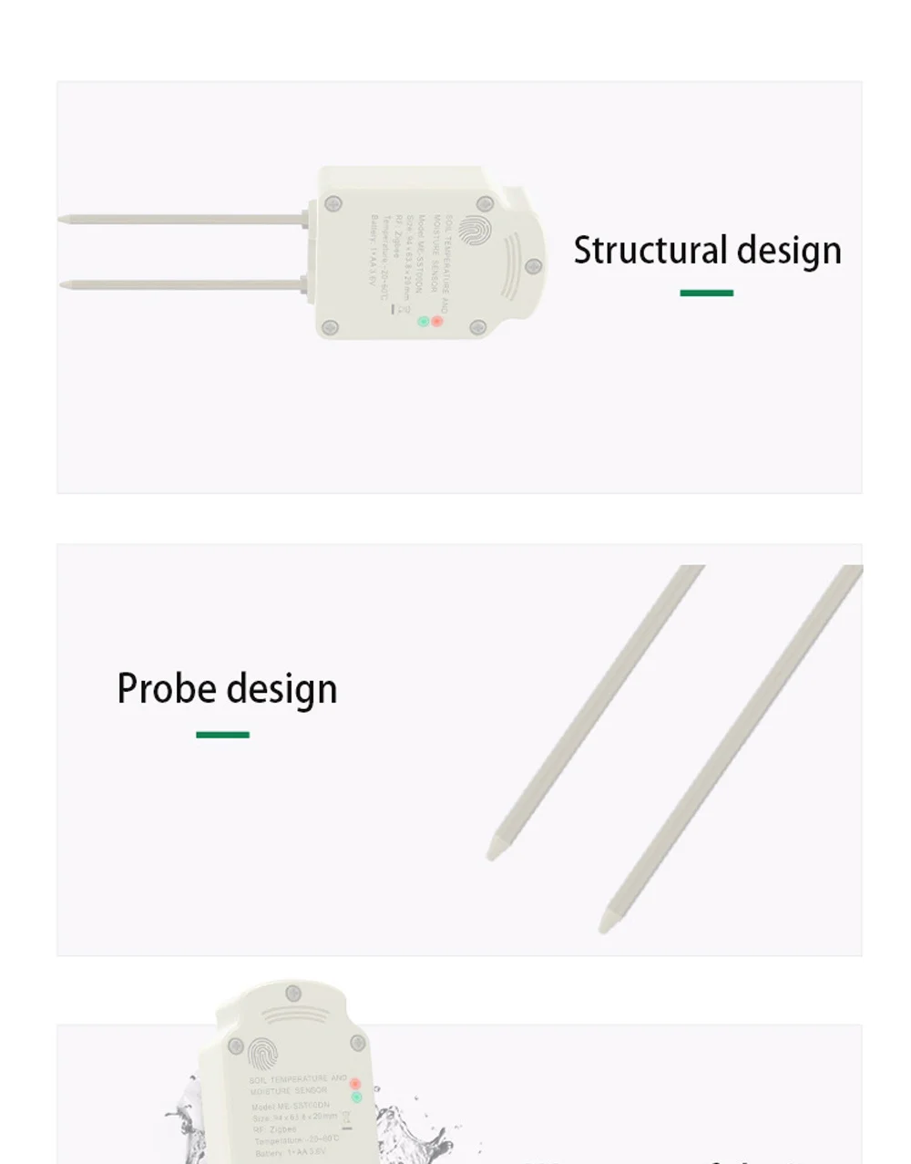 ZIGBEE Garden Soil Moisture Meter IP67 Temperature&Humidity Moisture ...
