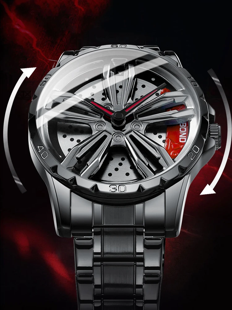 Rim Hub Watches 2022 Men Sports Car Men Watches Quartz Waterproof Sport Stainless Steel Wheel ...