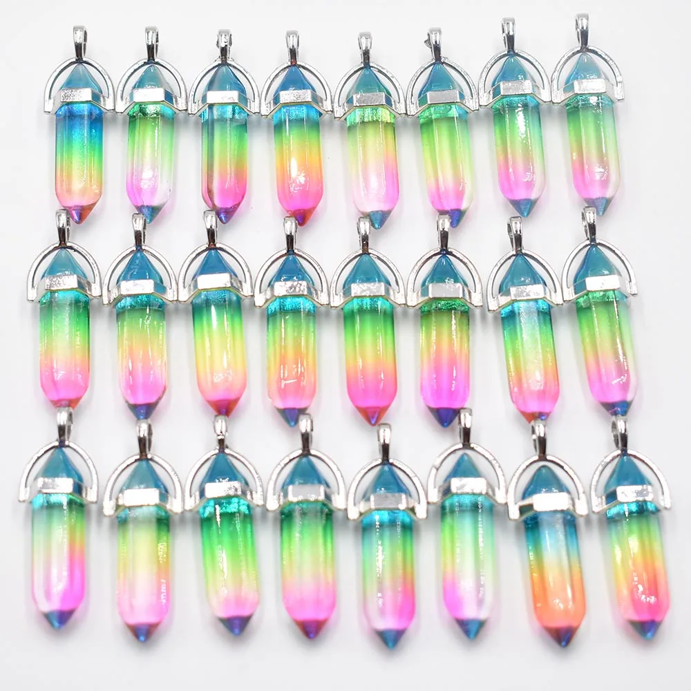 New Fashion glass colorfull pillar Point charm pendants for jewelry ...