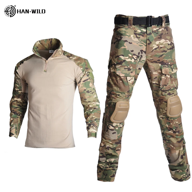 Military Uniform Clothes Suit tactical combat suits Camo Men US Army ...