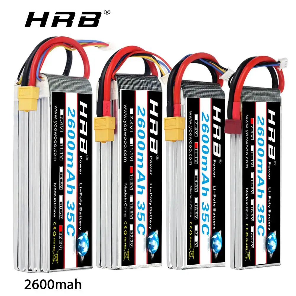 HRB batería Lipo 3S 11,1 V, 2600mah, 50C, 14,8 V, 4S, XT60 T, Deans 7,4 v, 18,5 V, 22,2 V, 5S ...