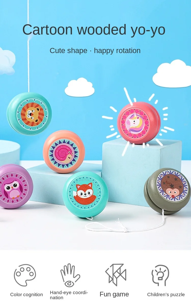 YOYO,Fox yo-yo--Jouets En Bois De Dessin Animé, Animal Mignon Yo-yo ...