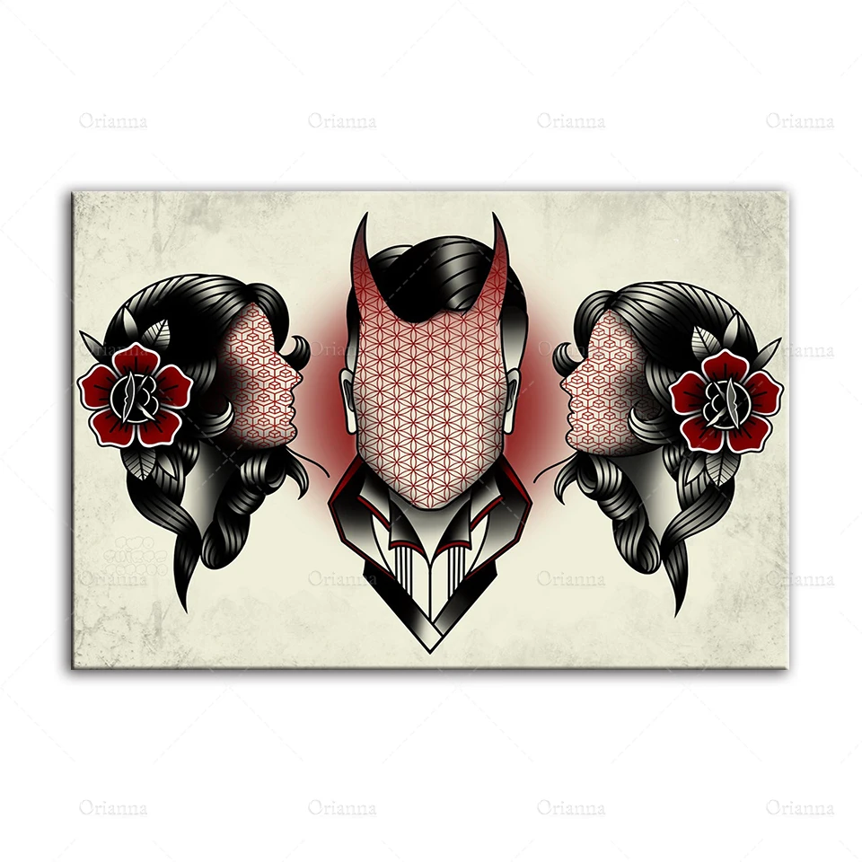 American Traditional Reaper Tattoo Flash