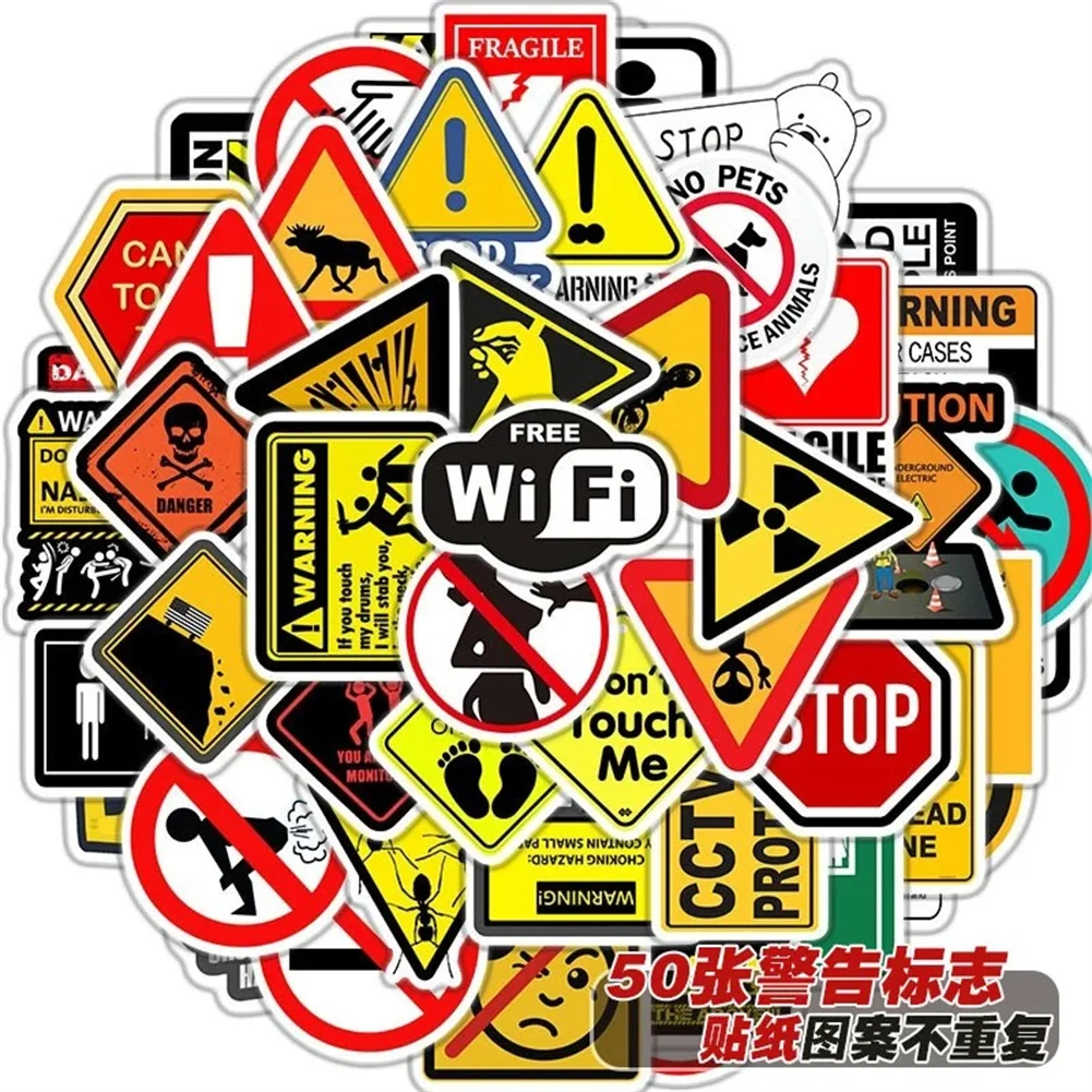 50pcs-Funny-Cartoon-Stickers-Various-Signs-Mark-Warning-Caution ...