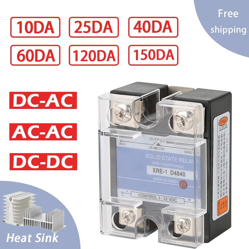 Solid State Relay 10a-110a Ssr-10aa 25aa 40aa Ssr Single-phase Jgx Ac Control Ac 70-280vac To 24 ...