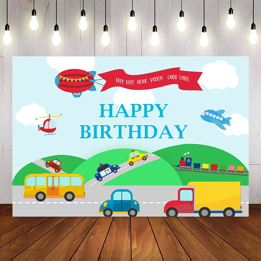 Boy-Cars-Birthday-Party-Backdrop-for-Photo-Studio-Custom-Transportation ...