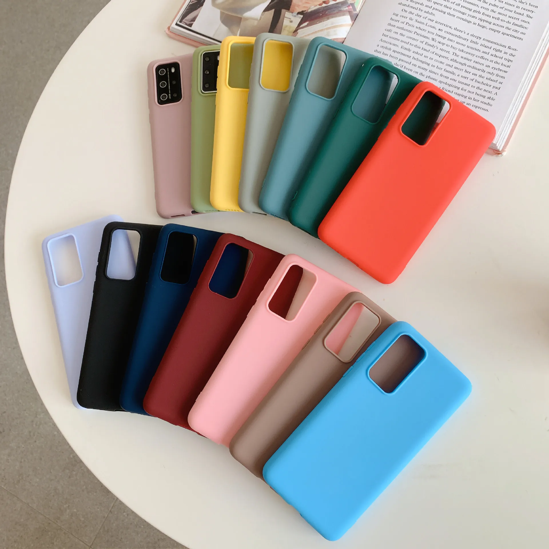 Funda de silicona para teléfono móvil Samsung, carcasa mate de Color caramelo para Samsung ...