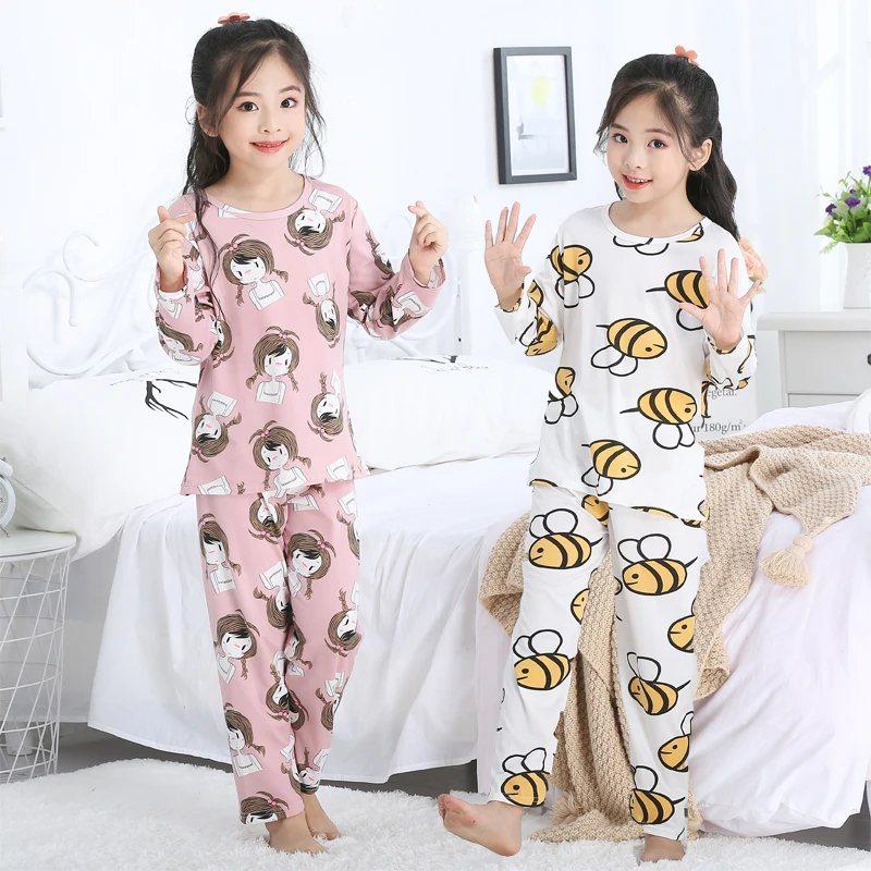 Children's pajamas set girls' clothing spring and autumn long sleeve ...