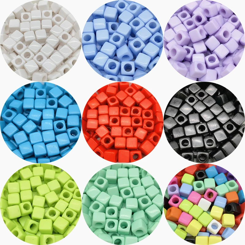 50pcs/Lot 7mm Square Shape Acrylic Beads Loose Spacer Beads For Jewelry ...