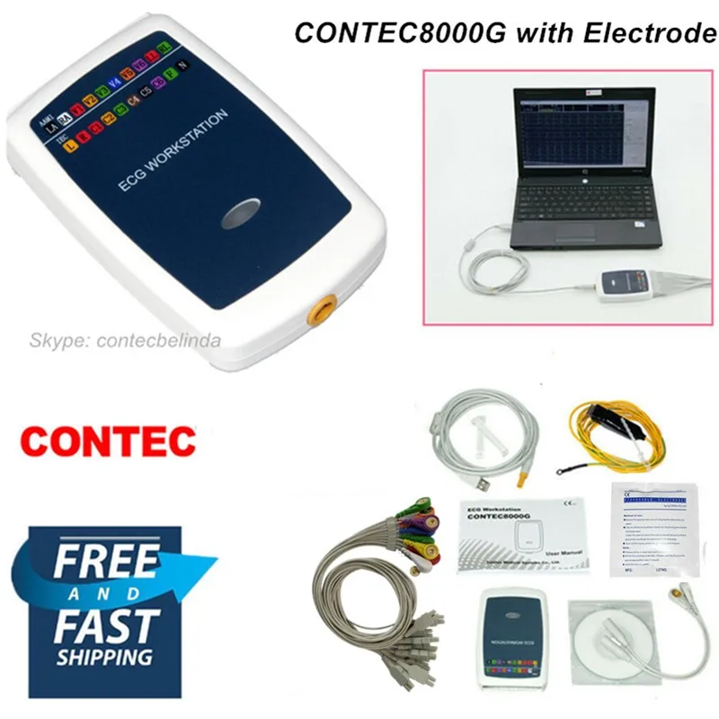 CONTEC Brand 12 leads ECG Workstation PC Based Resting EKG Recorder,USB ...