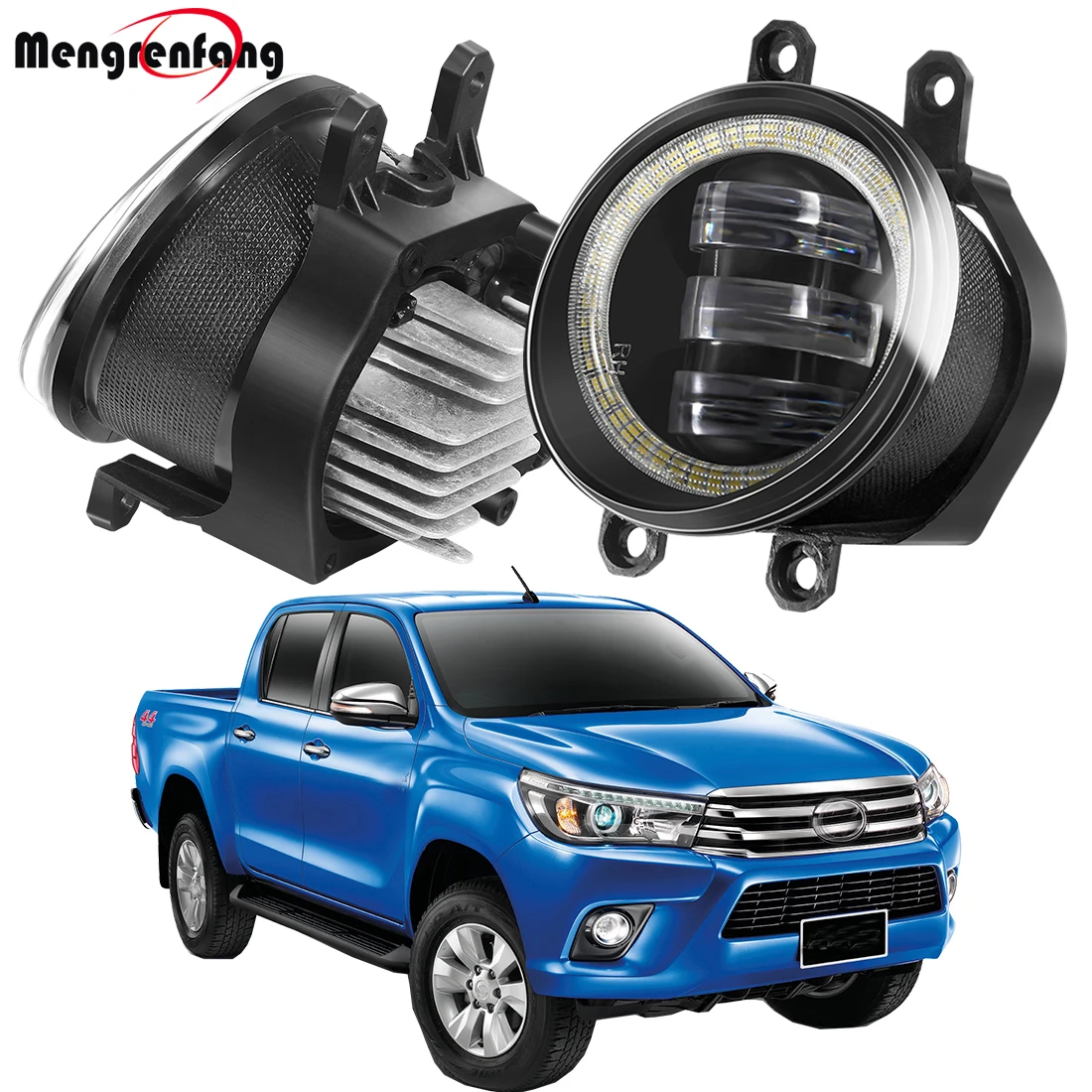 2 X LED Fog Light Assembly 30W 6000LM Truck Angel Eye DRL Fog Daytime ...