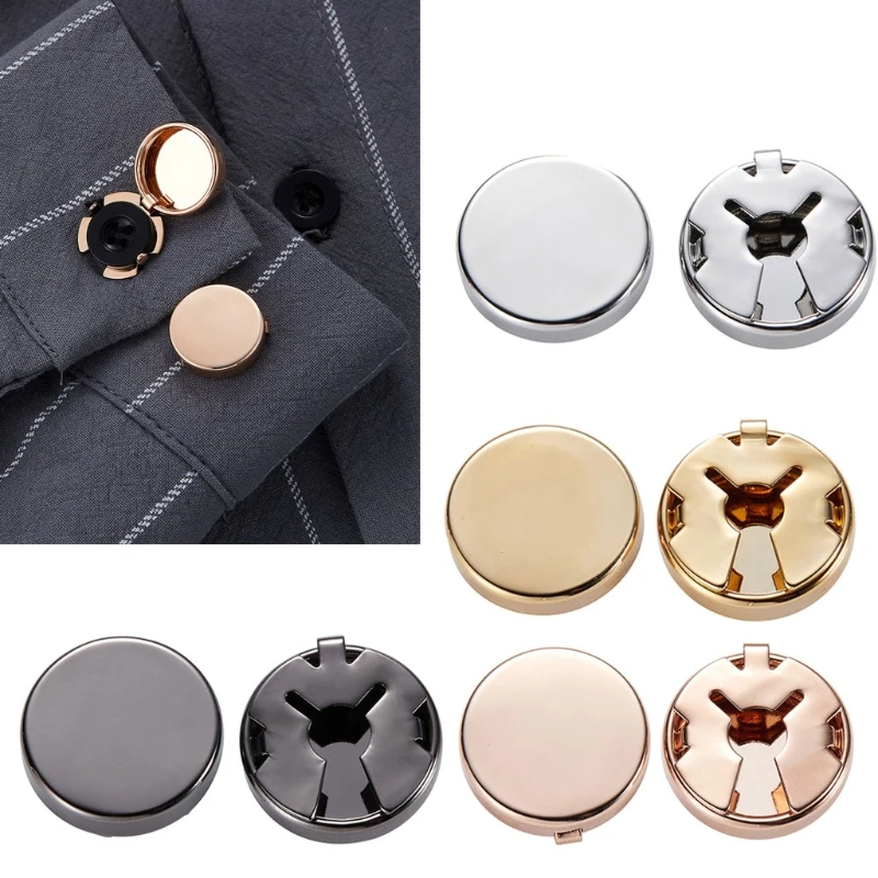 1-Pair-Brass-Round-Button-Cover-Cufflinks-Formal-Shirt-Cuff-Links-Fine ...