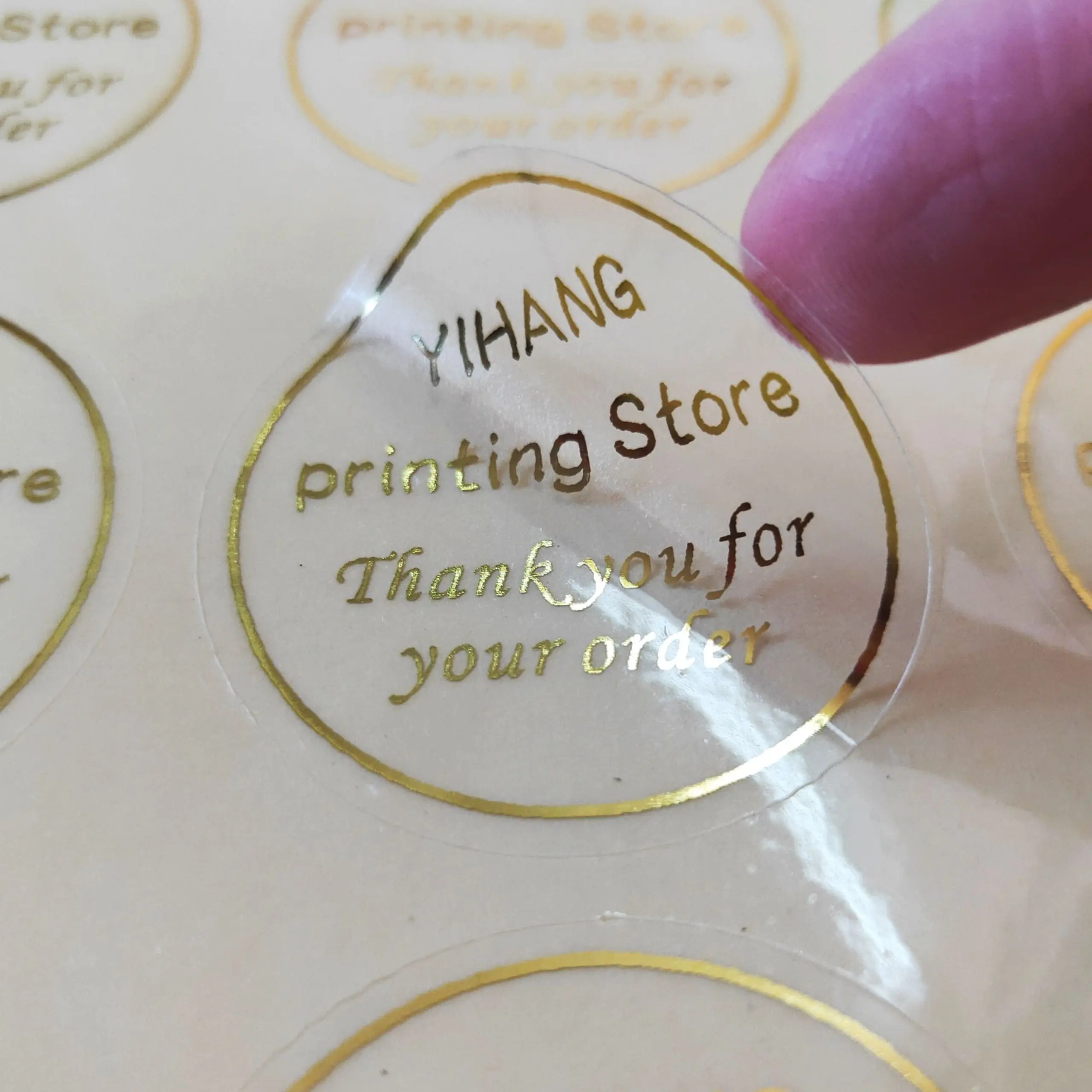 100 Piece Transparent Foil Gold Label Logo Custom Sticker - Business ...