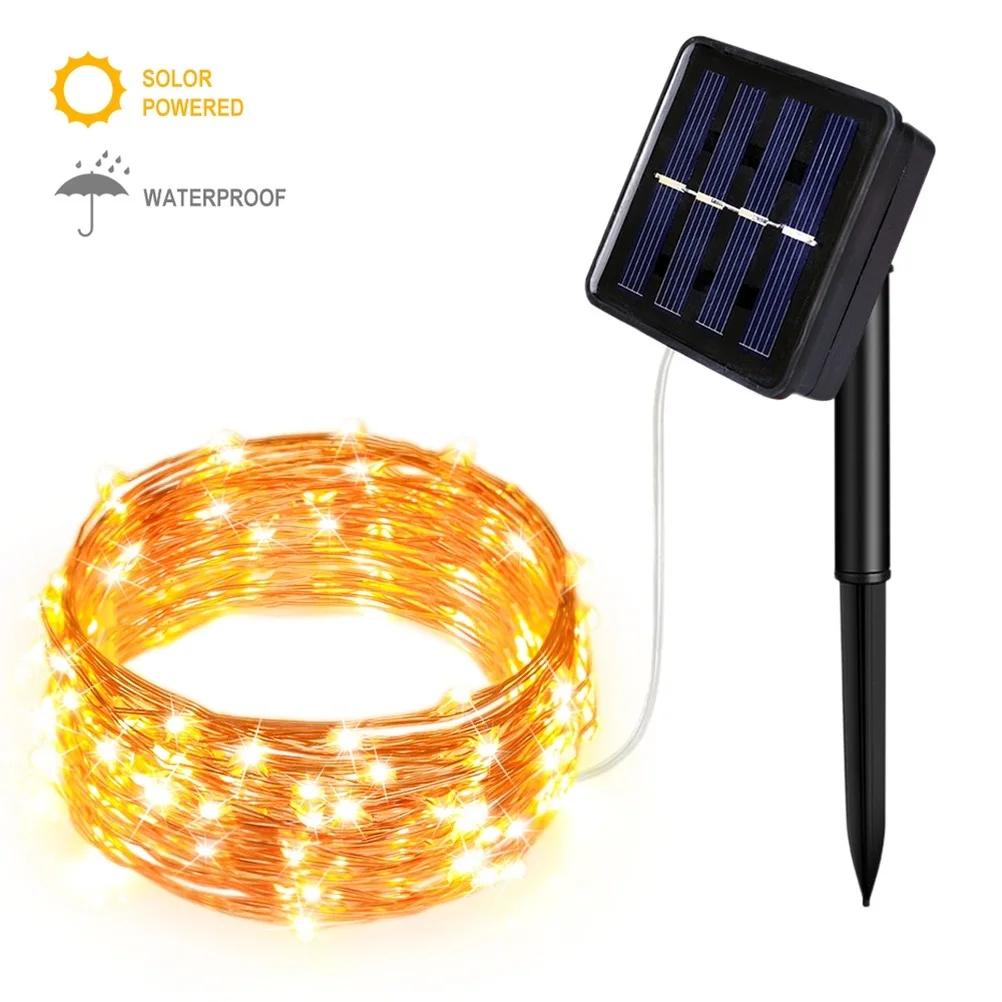 Guirnalda de luces LED de energía Solar para exteriores, cadena de luz Solar impermeable para ...
