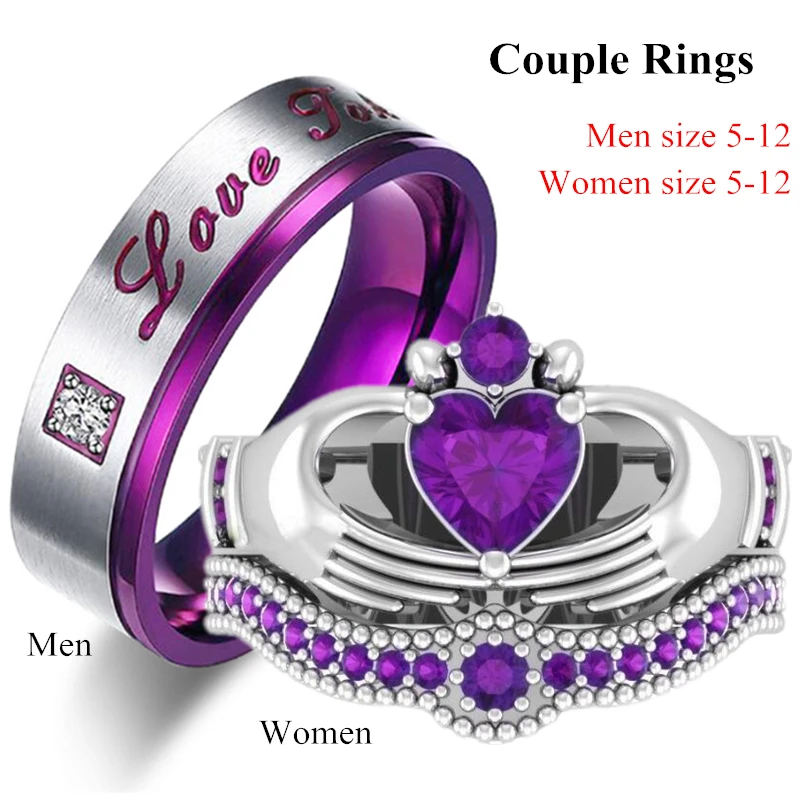 Couple-Rings-Men-s-Stainless-Steel-Crystal-Ring-Women-s-Heart-Natural ...