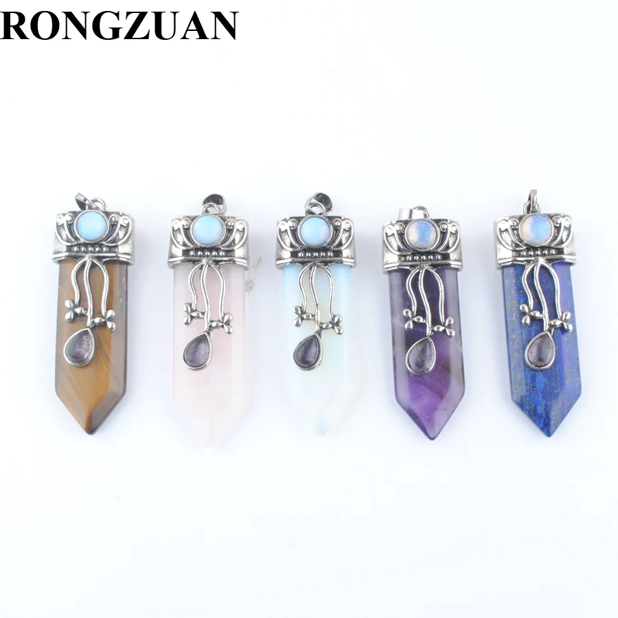 5Pcs-Good-Quality-Pendants-Natural-Stone-Point-Sword-Shaped-Taper ...