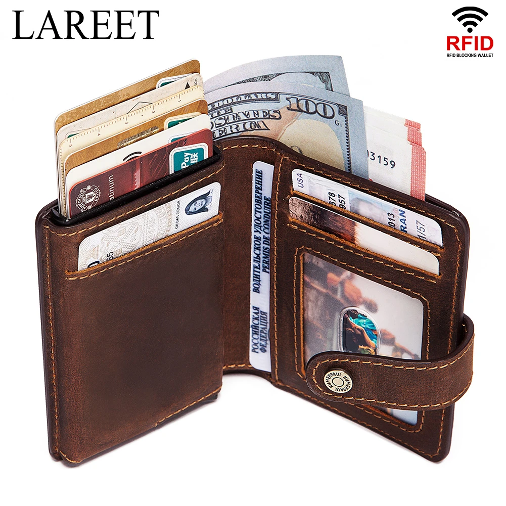 Thin Genuine Leather Man Wallets Credit Card Case ID Holder Short ...