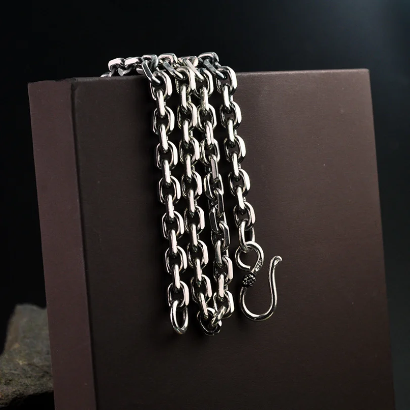 Real-Silver-S925-Pure-silver-Clasic-Round-Chain-Necklace-For-Men-Male ...