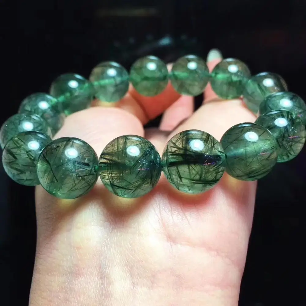 Natural-Green-Rutilated-Quartz-Bracelet-Brazil-Women-Men-Crystal ...