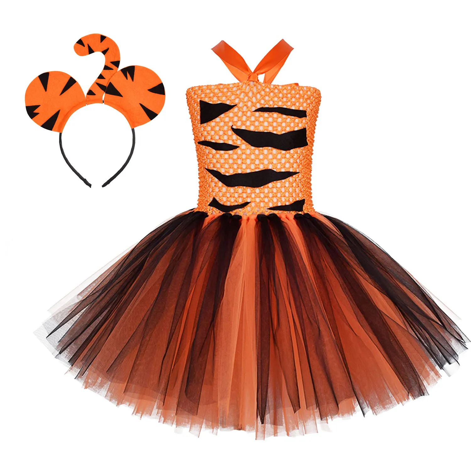 Kids Tiger Cosplay Costume Zoo Animal Set Baby Girls Tutu Dress ...